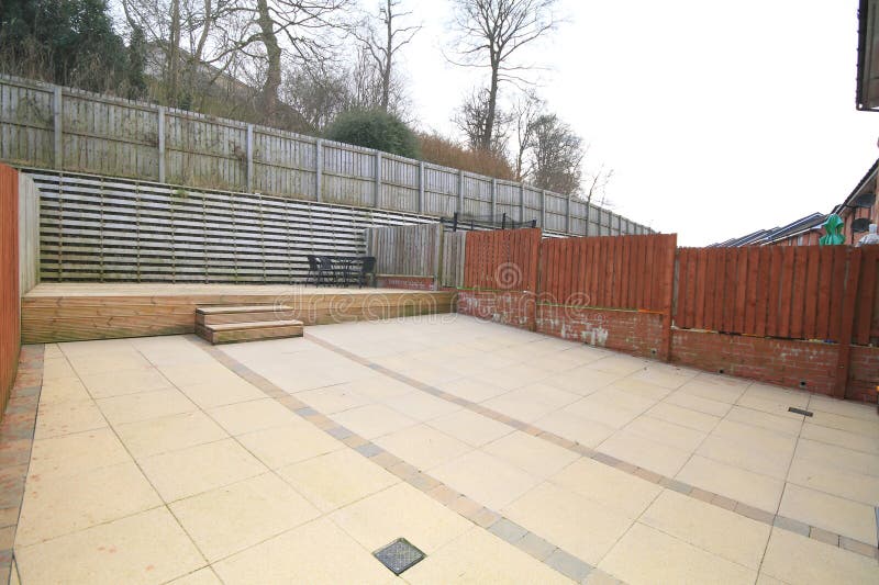 Paved Area at Back Garden of a House Stock Image - Image of paved ...