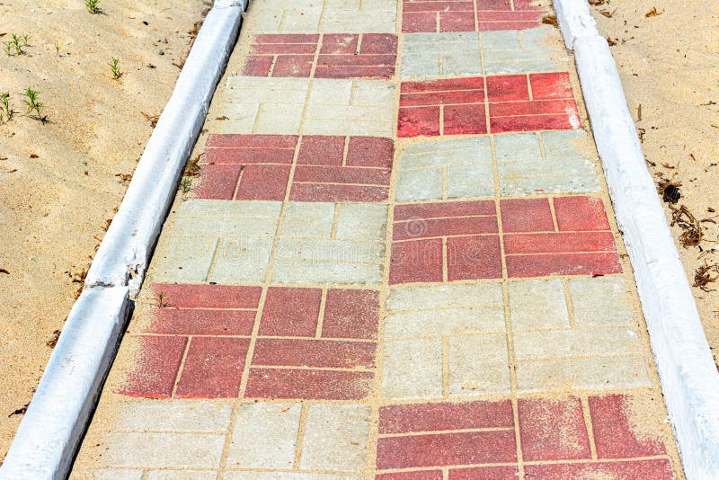 Paved beach path stock image. Image of horizon, athletic - 206958501