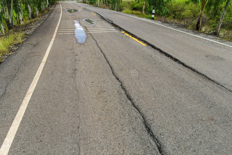 Damaged Road in the Countryside Stock Photo - Image of broken, dirt ...