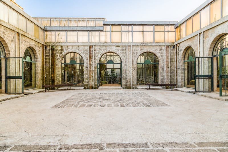 Paved Courtyard of Ancient Greenhouse Stock Photo - Image of garden ...