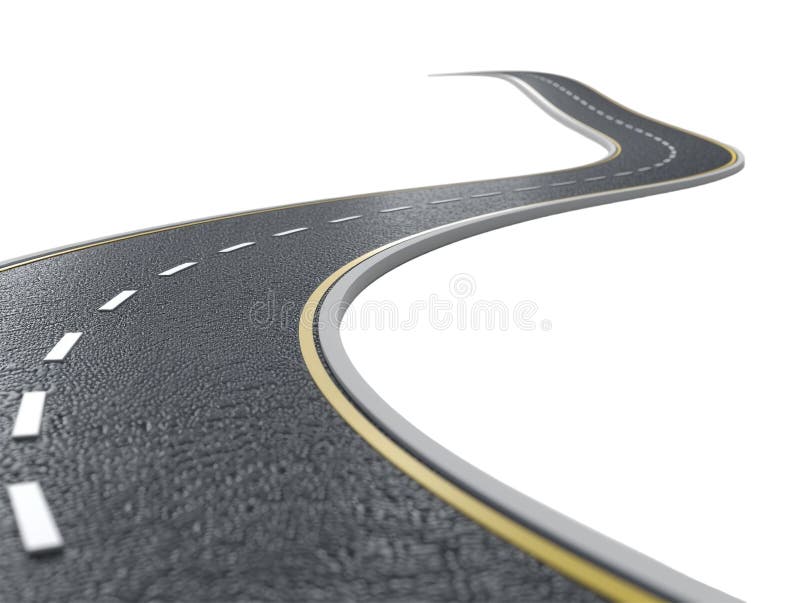 Paved Empty Winding Road 3D Illustration Stock Illustration ...