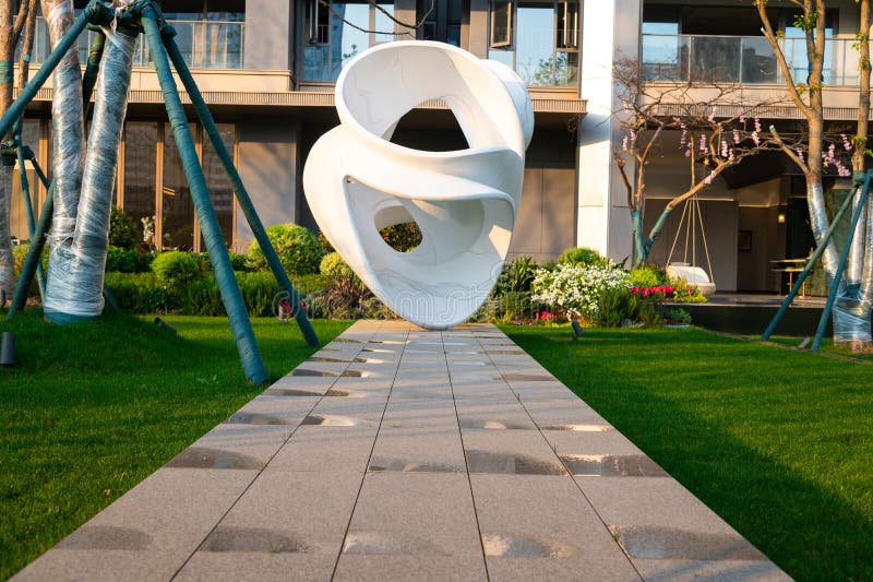 Garden Path after Spring Rain Stock Photo - Image of purple, border ...