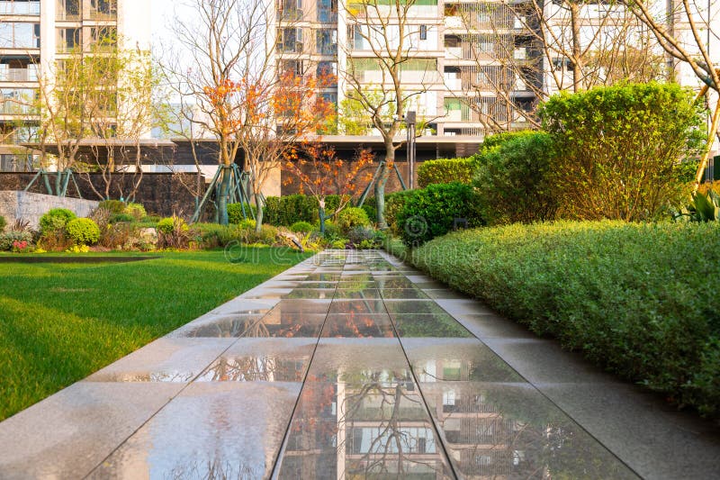 Garden Path after Spring Rain Stock Photo - Image of paved, pathway ...