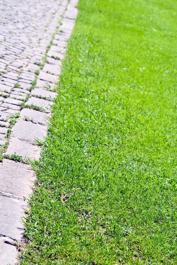 Paved garden path and lawn stock photo. Image of garden - 15788026