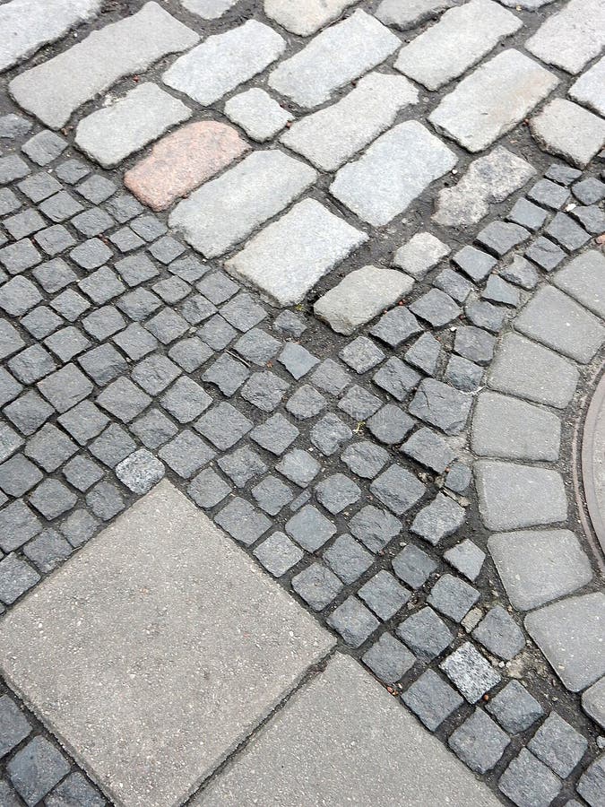 Paved Multi-colored Pavers Road on the Old City Street Stock Image ...