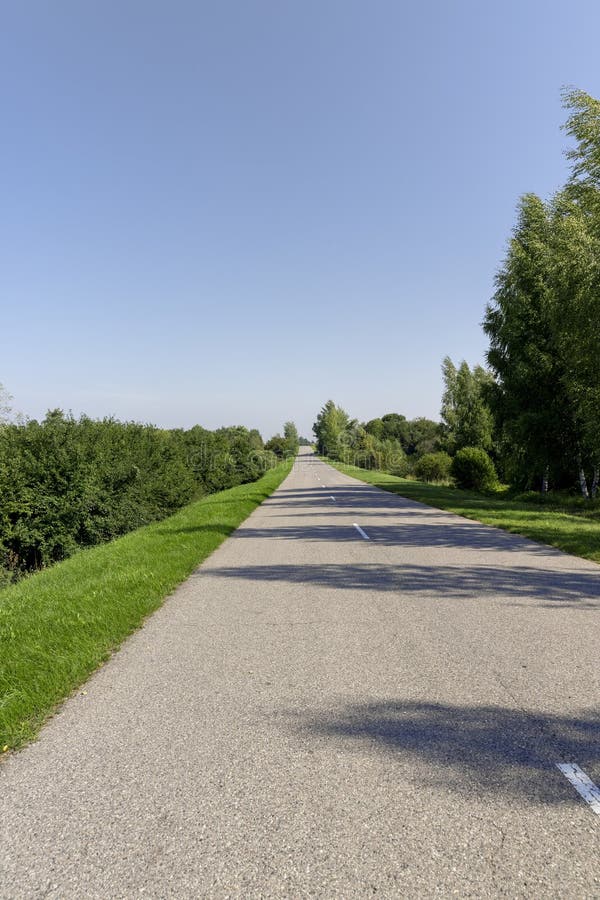Paved Old Road in the Forest in Summer Stock Photo - Image of blue ...