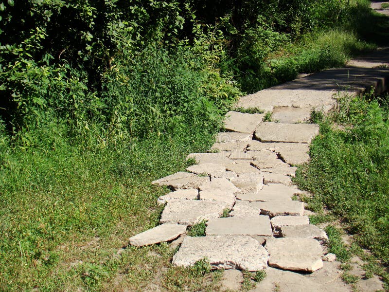 Paved Path in the Park. Photo of a Paved Walkway Made of Light Stone in ...