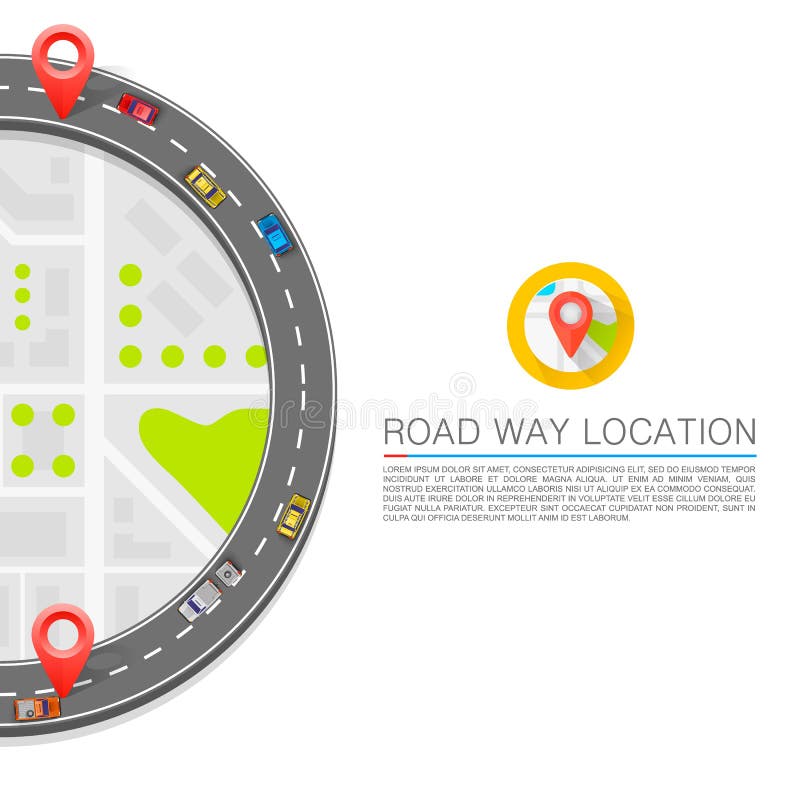 Paved Path on the Road, Road Way Location, Vector Background, Curved ...