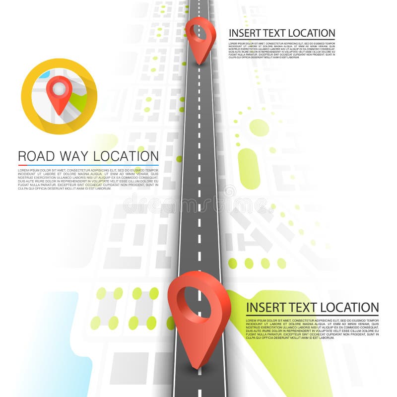 Paved Path on the Road, Road Point Location, Vector Background Stock ...