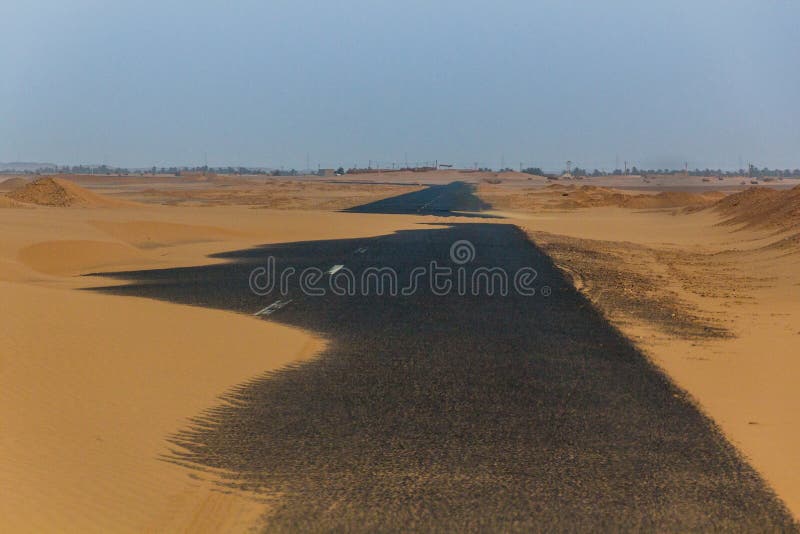 Paved Road Covered in a Sand Near Karima, Sud Stock Photo - Image of ...