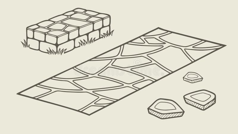 Paved Road Made of Brick and Stone, Classic Pathway Texture, Vector ...