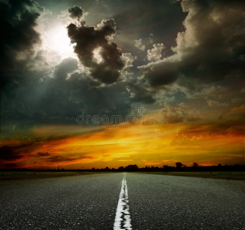 Road at sunset stock image. Image of saturated, horizon - 10256215