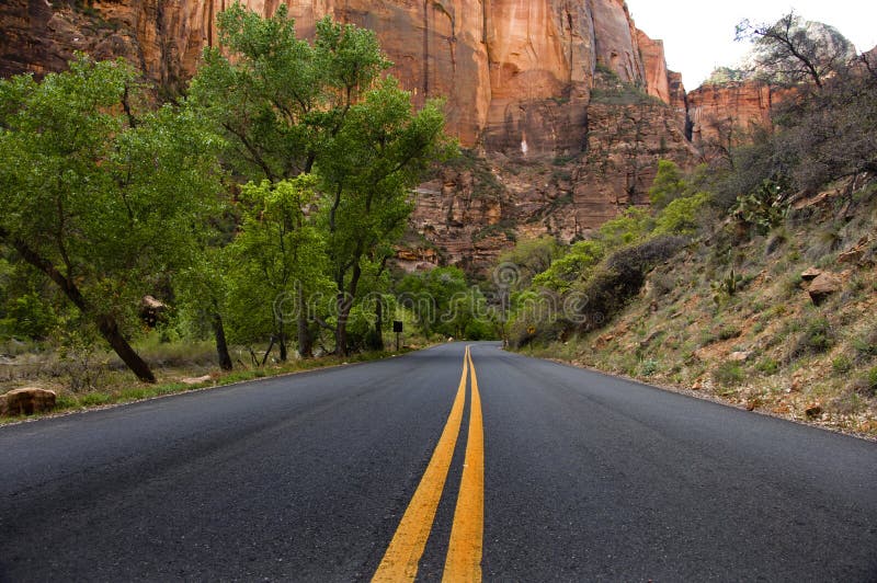 The Road into Zion Canyon National Park, Utah Stock Image - Image of ...