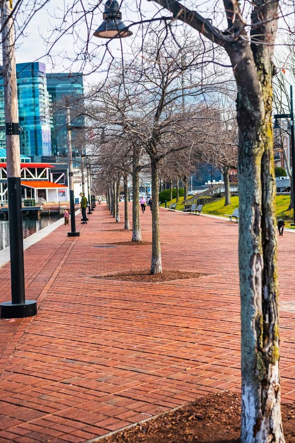 Paved Sidewalk on the Baltimore Waterfront in Inner Harbor. a Favorite ...