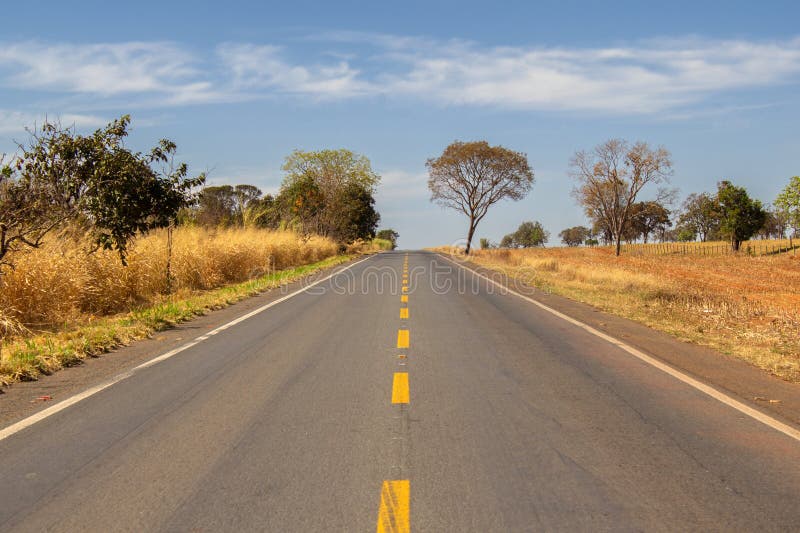 Paved Stretch of the BR-352 Highway in Goias. Stock Image - Image of ...