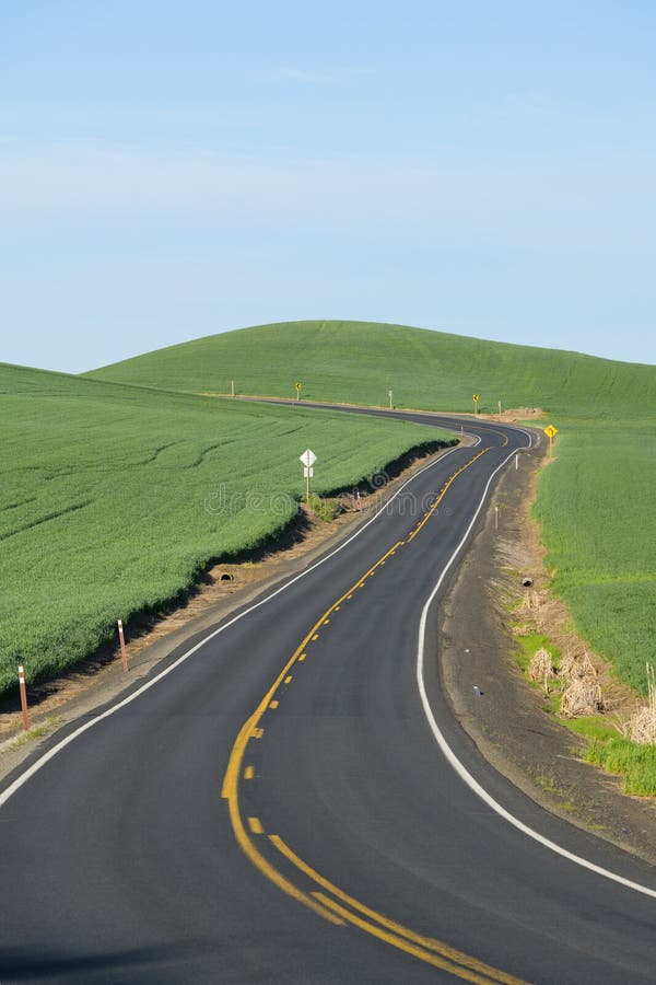 Paved Two Lane Road Sweeping through the Rolling Hills of Palouse ...