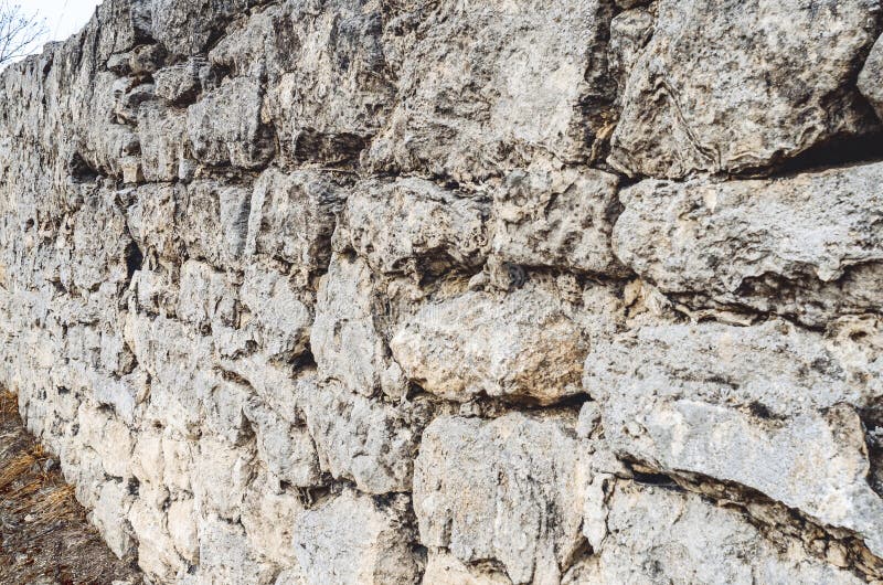 Paved Wall with a Rough, Clear Texture and Deep Lines between Large ...