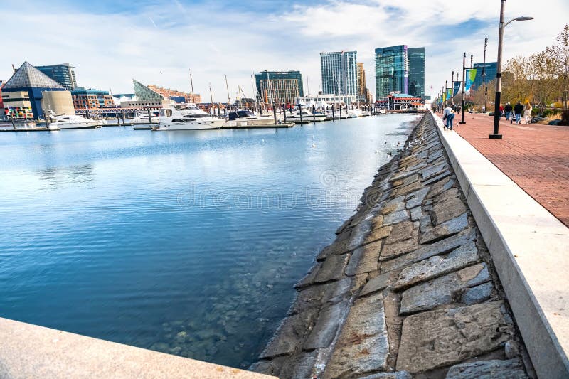 Paved Waterfront Promenade in Baltimore S Inner Harbor Editorial Stock ...