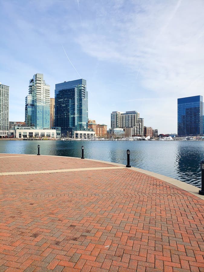 Paved Waterfront Sidewalk Overlooking Baltimore S Architecture in Inner ...