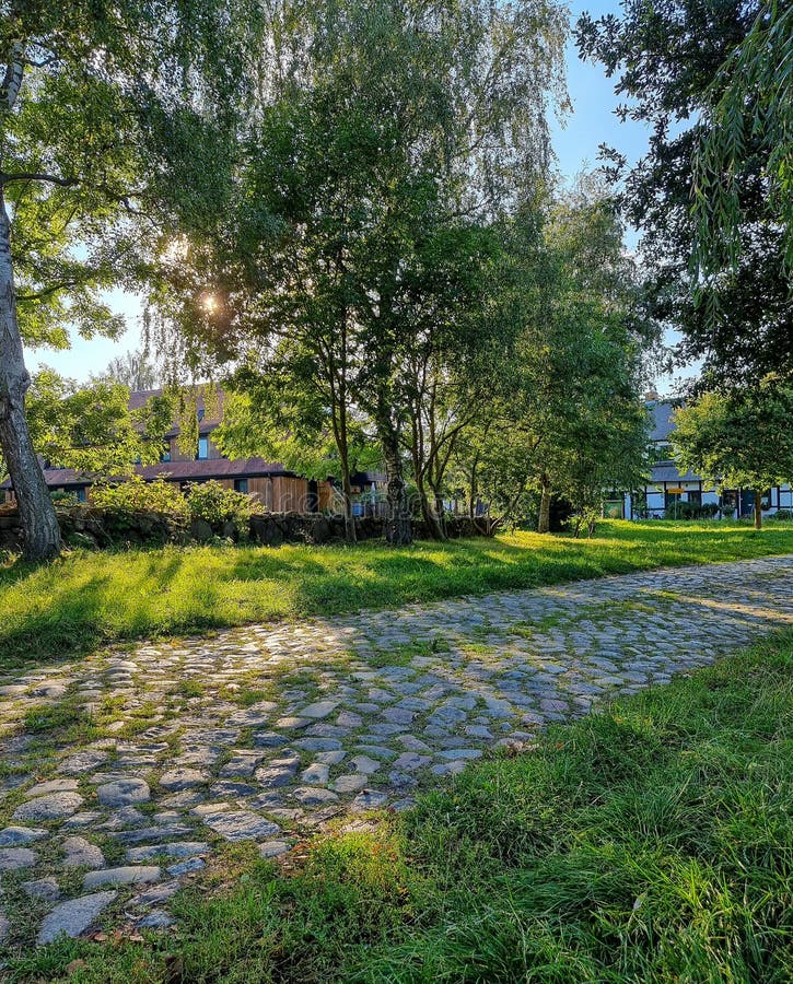 Paved Way in a Village at the Countryside Stock Photo - Image of estate ...