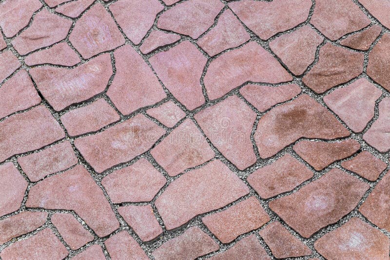 Footpath Paved with Red Tiled Stone Stock Image - Image of sidewalk ...