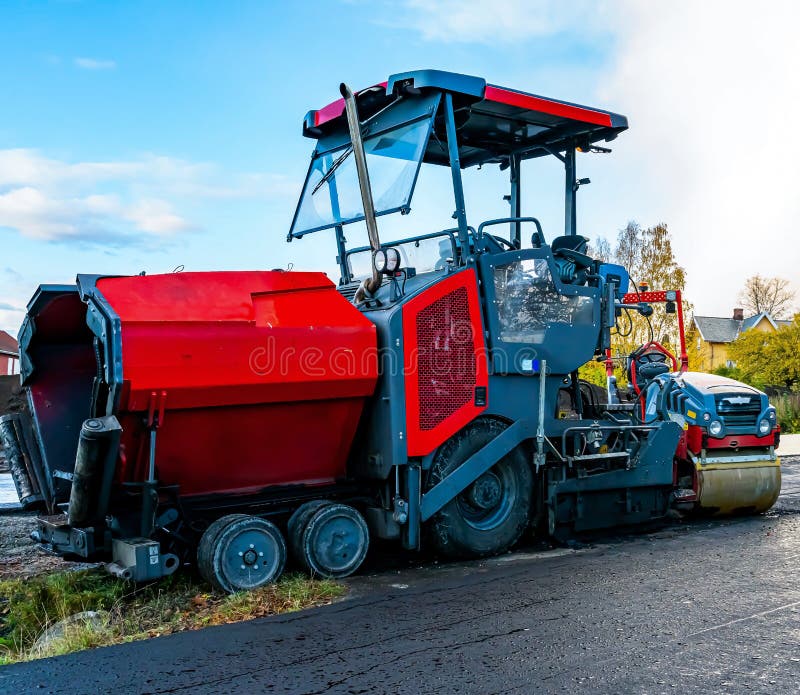 Pavement Finisher Asphalt Machine Stock Image - Image of bitumen ...
