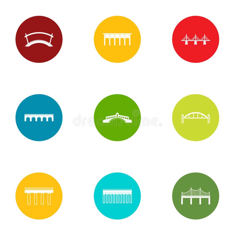 Pavement Icons Set, Flat Style Stock Vector - Illustration of ...