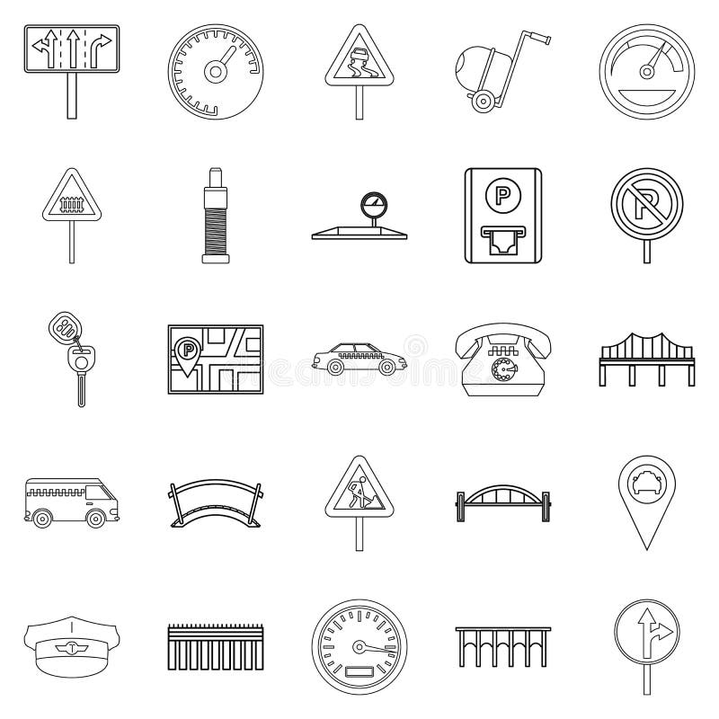 Pavement Icons Set, Outline Style Stock Vector - Illustration of ...