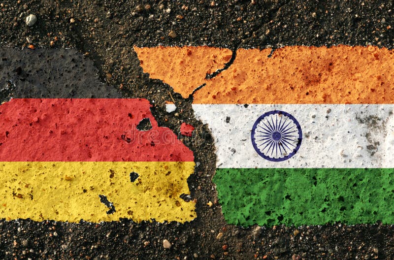 On the Pavement are Images of the Flags of Germany and India, As a ...