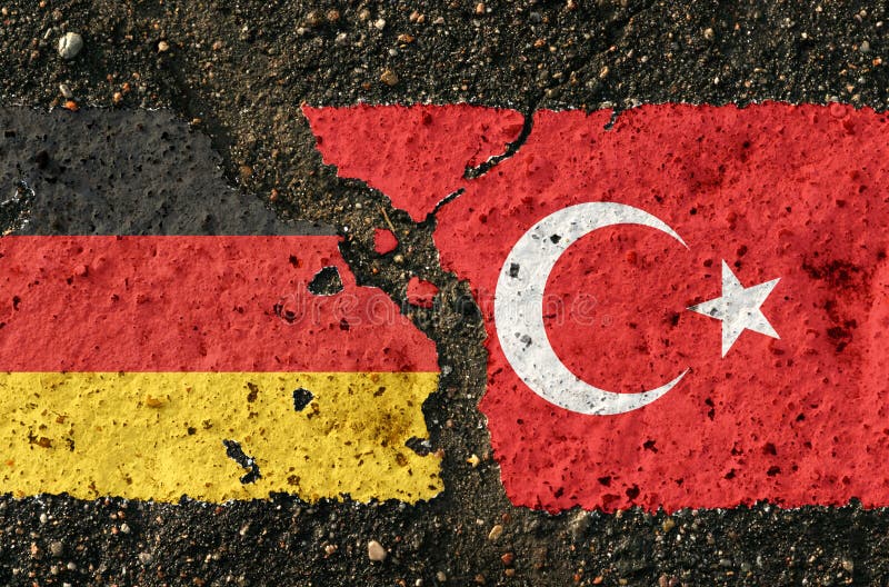 On the Pavement are Images of the Flags of Germany and Turkey, As a ...