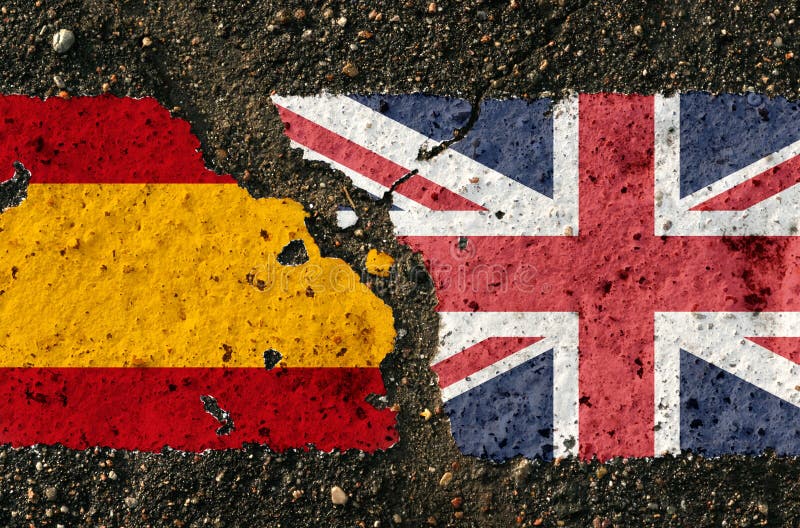 On the Pavement are Images of the Flags of Spain and UK, As a Symbol of ...