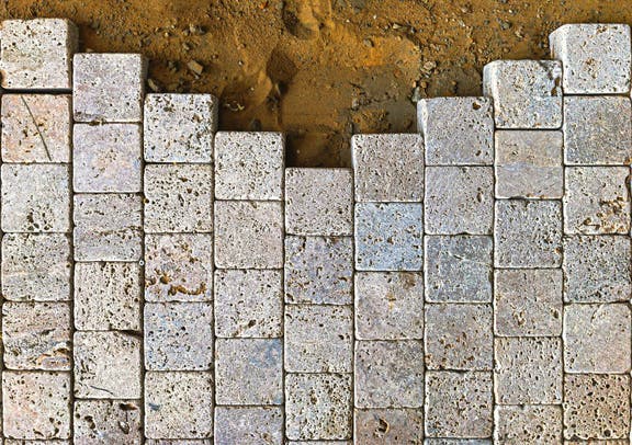 Pavement Pavestone Paving Bricks Stone Bricks Placing, Sidewalk Works Stock Image - Image of ...