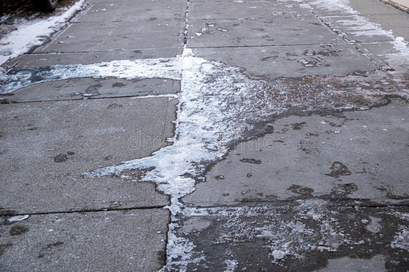Pavement Sidewalk Covered in Ice in Winter Stock Image - Image of urban ...