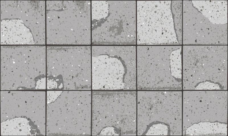 Pavement with Square Textured Cracked Old Bricks Seamless Pattern Stock ...
