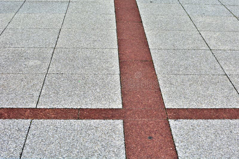 Pavement Surface with a Red Stripe Stock Image - Image of granite ...
