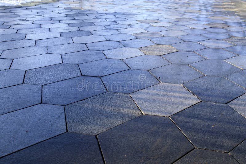 Pavement Tiles in Form of Hexagonal Rhombuses, Illuminated by the Sun ...