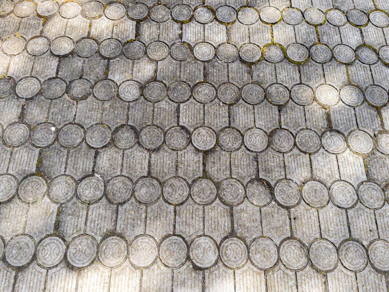 Pavement Tiles with Gray Concrete, Shining the Sidewalk Stock Image ...