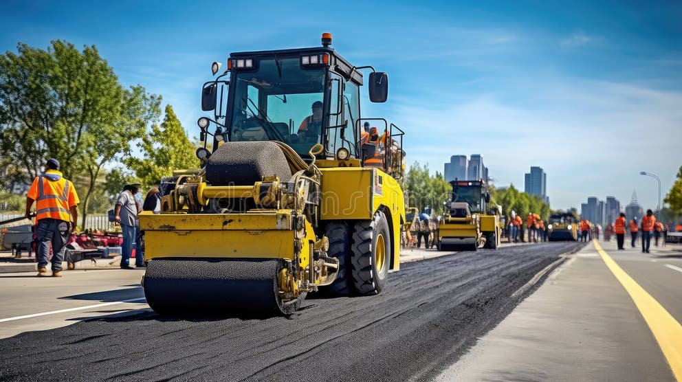 Paver paving equipment stock illustration. Illustration of roadworks ...