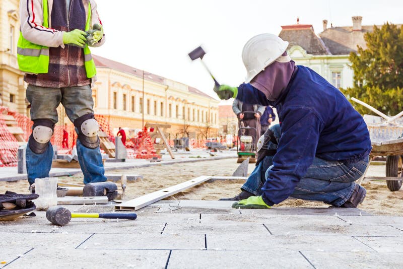 Worker Paving New Sidewalk 3 Stock Image - Image of human, city: 39341983