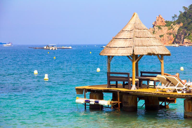 Pavilion in a beach stock image. Image of lagoon, coast - 25044867