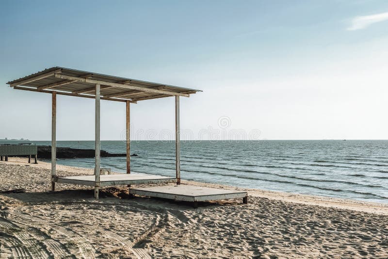 Pavilion on the beach stock photo. Image of view, nature - 149133142