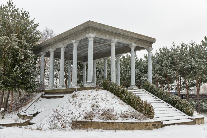 Pavilion with Columns in Winter Park Stock Photo - Image of olympic ...