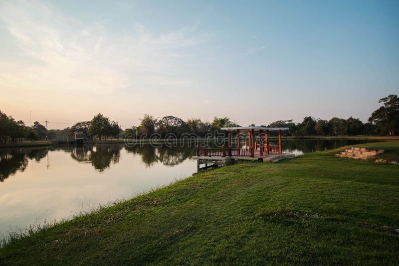 Pavilion lake side stock photo. Image of water, reflection - 87422272