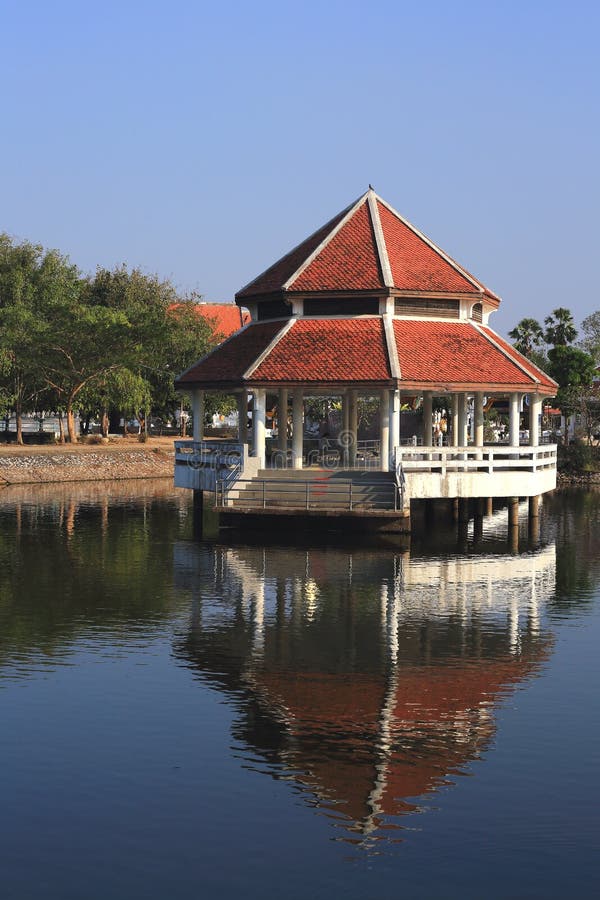 A Pavilion in Little Pond 1 Stock Photo - Image of pavilion, building ...