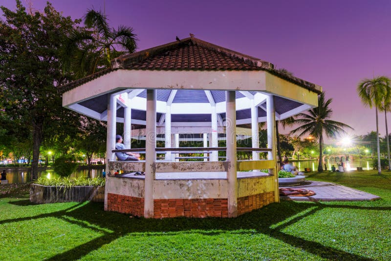 Pavilion in Night Winter City Park Stock Photo - Image of decoration ...