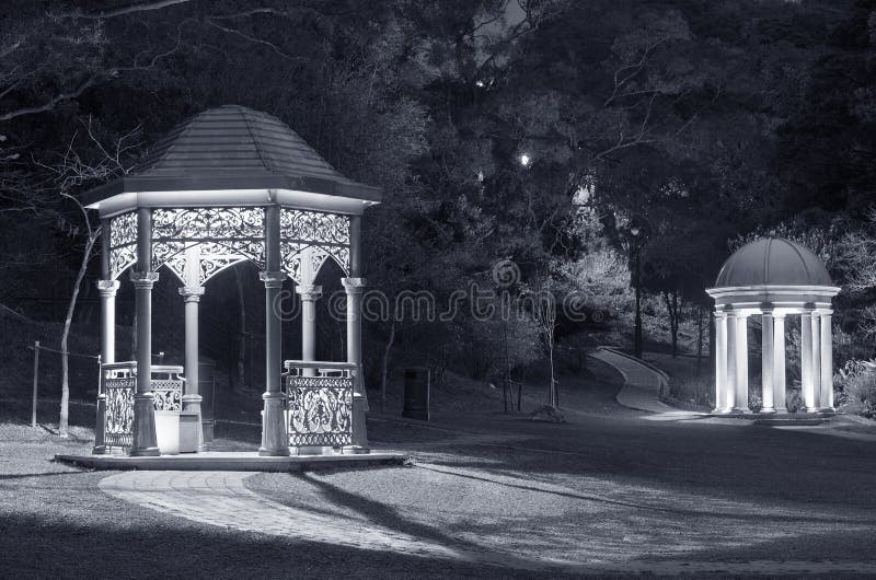 Pavilion in park at night stock photo. Image of architectural - 246137122