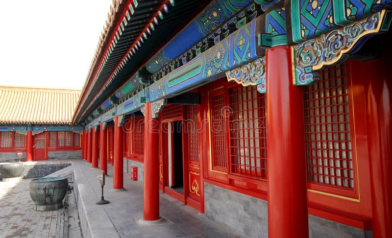 Pavilion with Red Columns(Forbidden City,Beijing) Stock Photo - Image ...