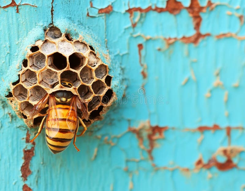 The Pavilion S Pillars Have a Large Wasp Nest Underneath Them Stock ...