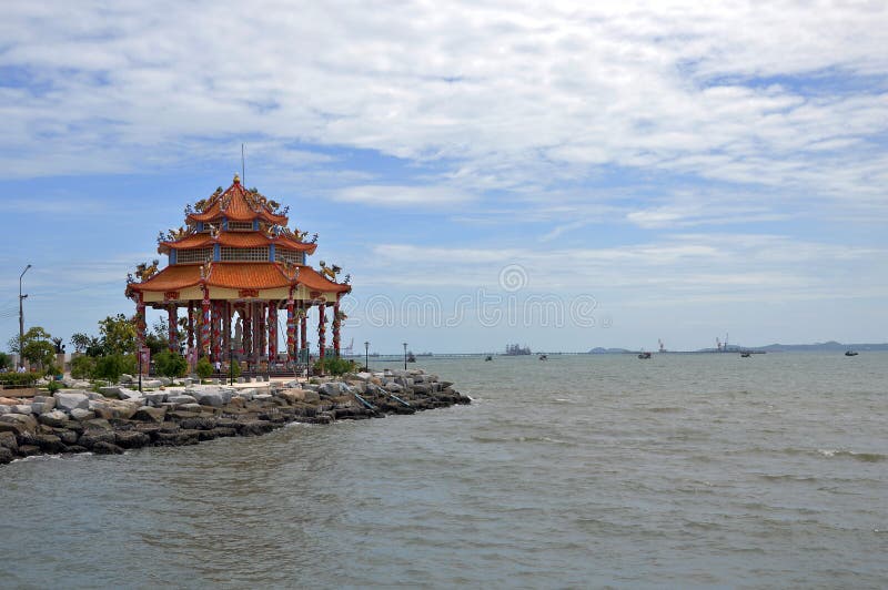 Pavilion in the sea stock image. Image of temple, natural - 43488315