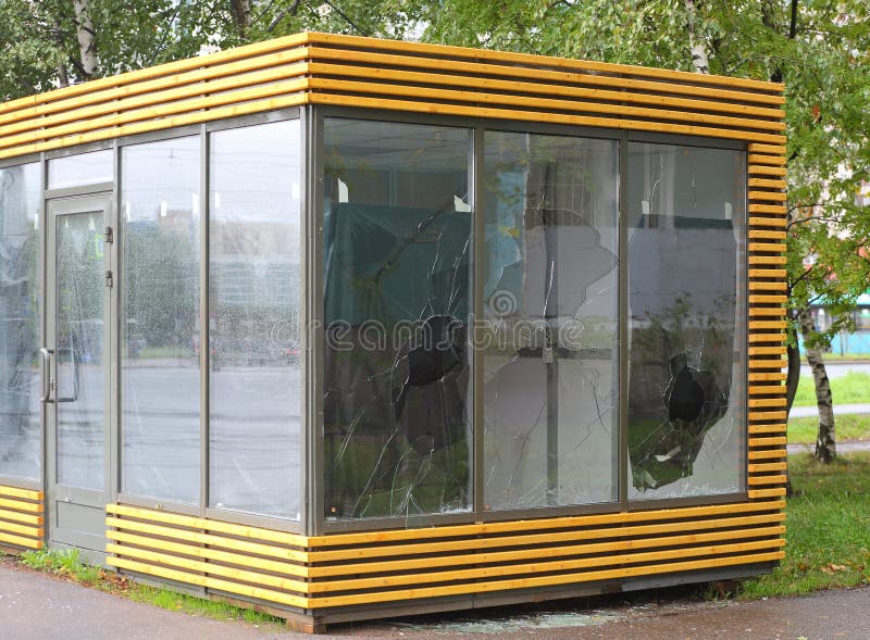 Pavilion for Street Trading with Broken Windows Stock Image - Image of ...
